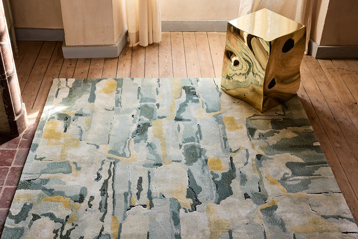 Tapis Andaria azur - tapis contemporain haut de gamme en laine et ...