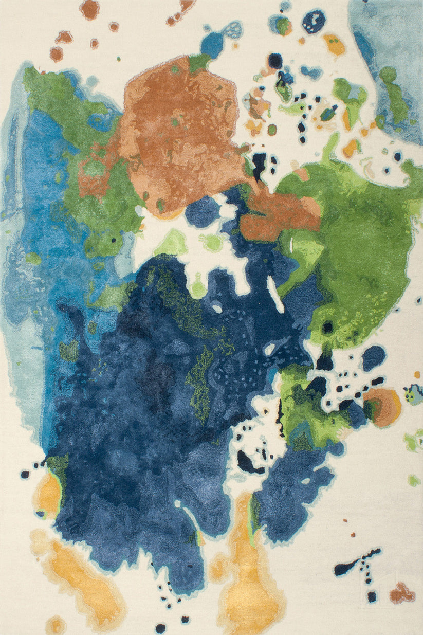 Tapis Mask bleu vert - tapis contemporain haut de gamme en laine et ...